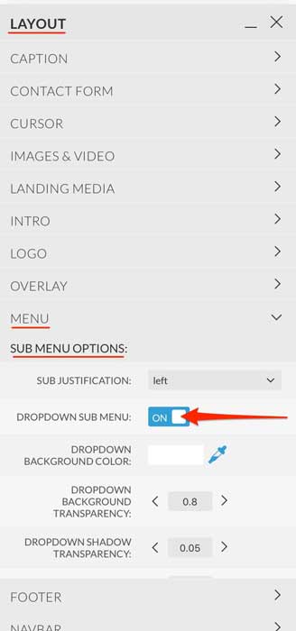 Dropdown Sub Menu – Support